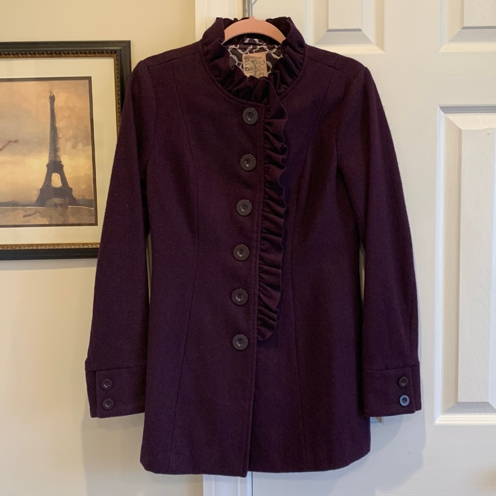 Tulle Purple Ruffle Peacoat - Gem